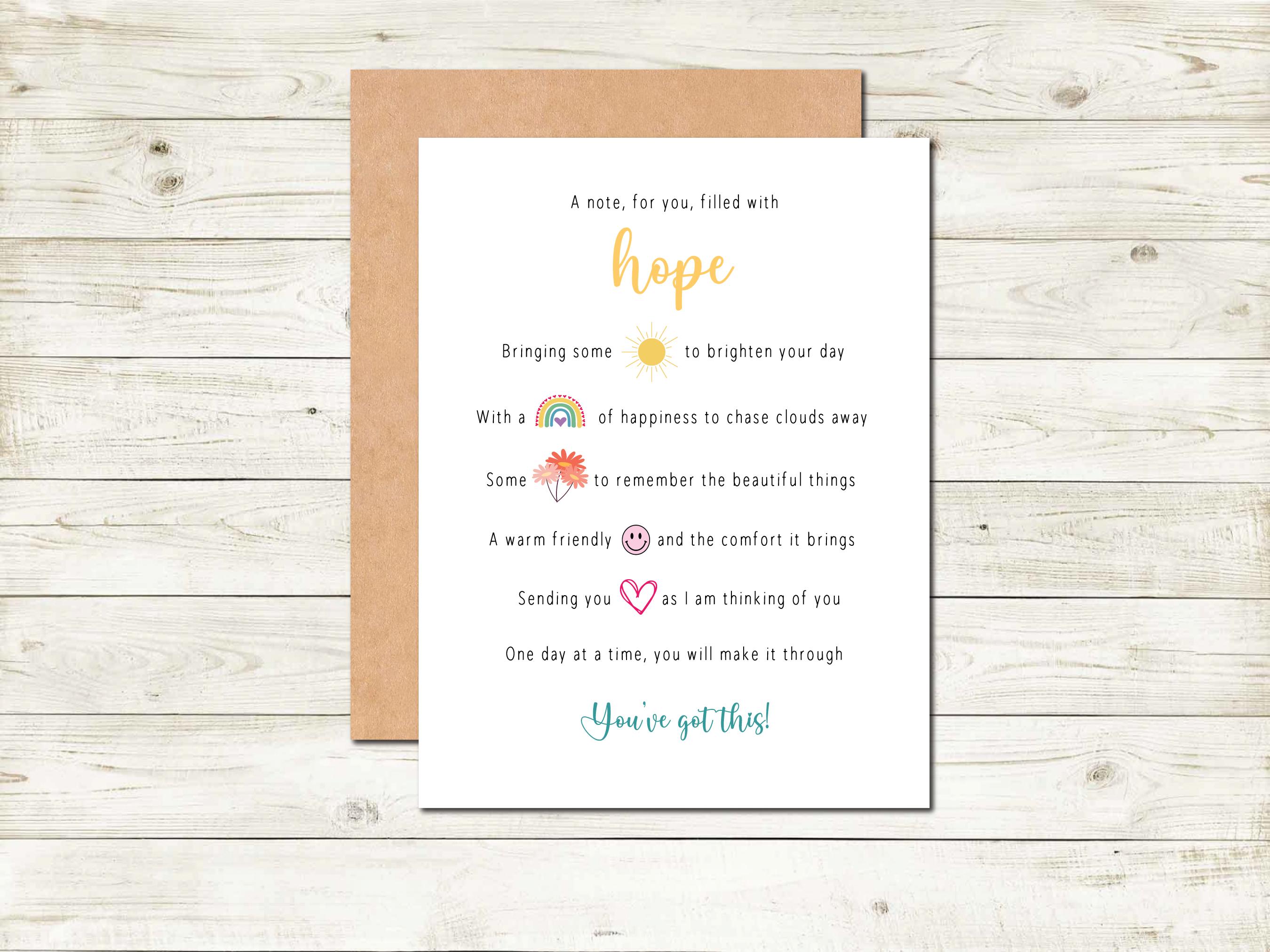 A Card of Hope Note for You Filled With Hope Card for Friend Support ...