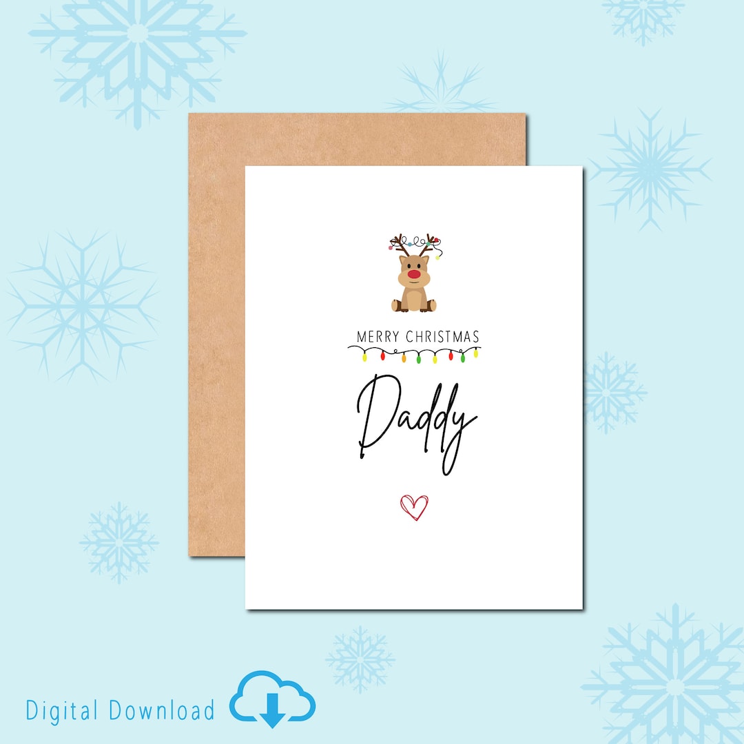 Reindeer Christmas Card for Daddy Christmas From Daughter Card for Dad ...