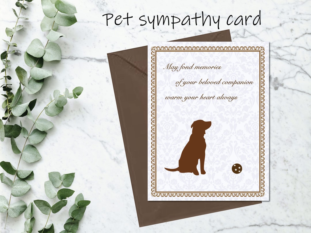Dog Pet Sympathy Card Loss of Pet Condolences for Loss of Dog ...