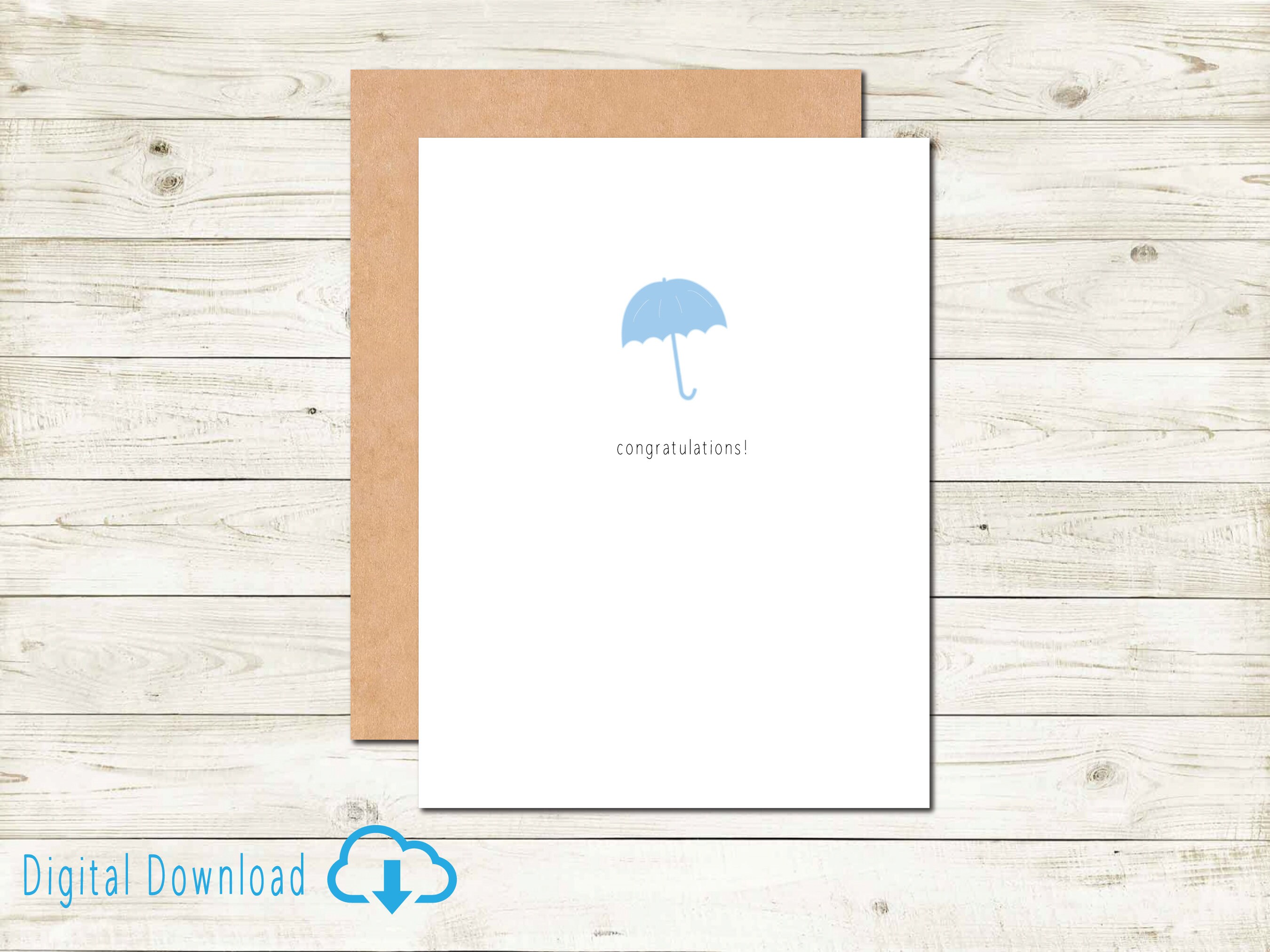 Printable New Baby Card Boy Blue Umbrella Baby Shower Card Baby ...