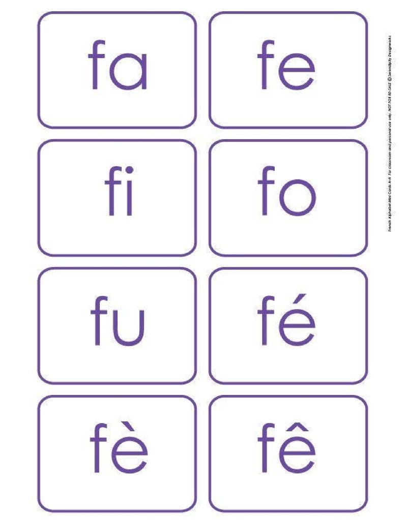 French Syllable Flash Cards Common French Syllables Digital Download ...