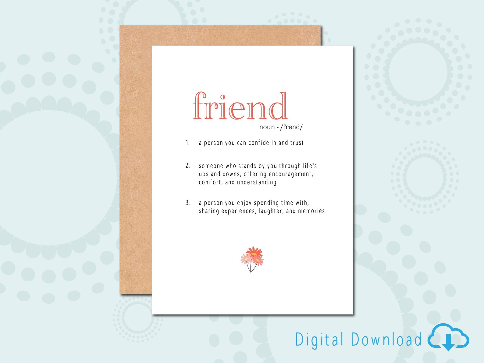 Printable Definition of Friend Card to Celebrate Friendship With Your ...
