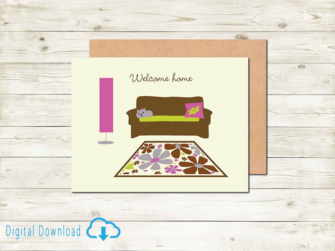 Printable Welcome Home Card Instant Digital New Home Cozy Couch New ...