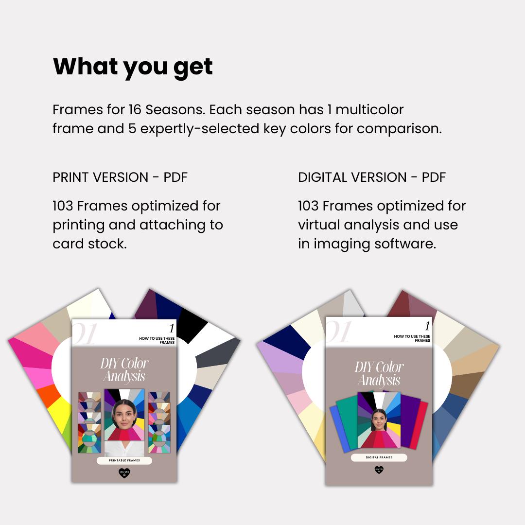 DIY 16 Season Color Analysis Kit: Digital + Printable Frames (canva ...