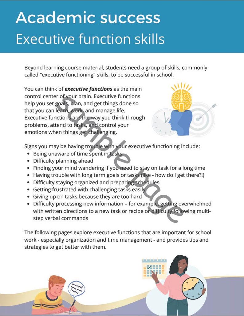 Executive Function Skills - Tips for Student Success (32 Pages) - Etsy