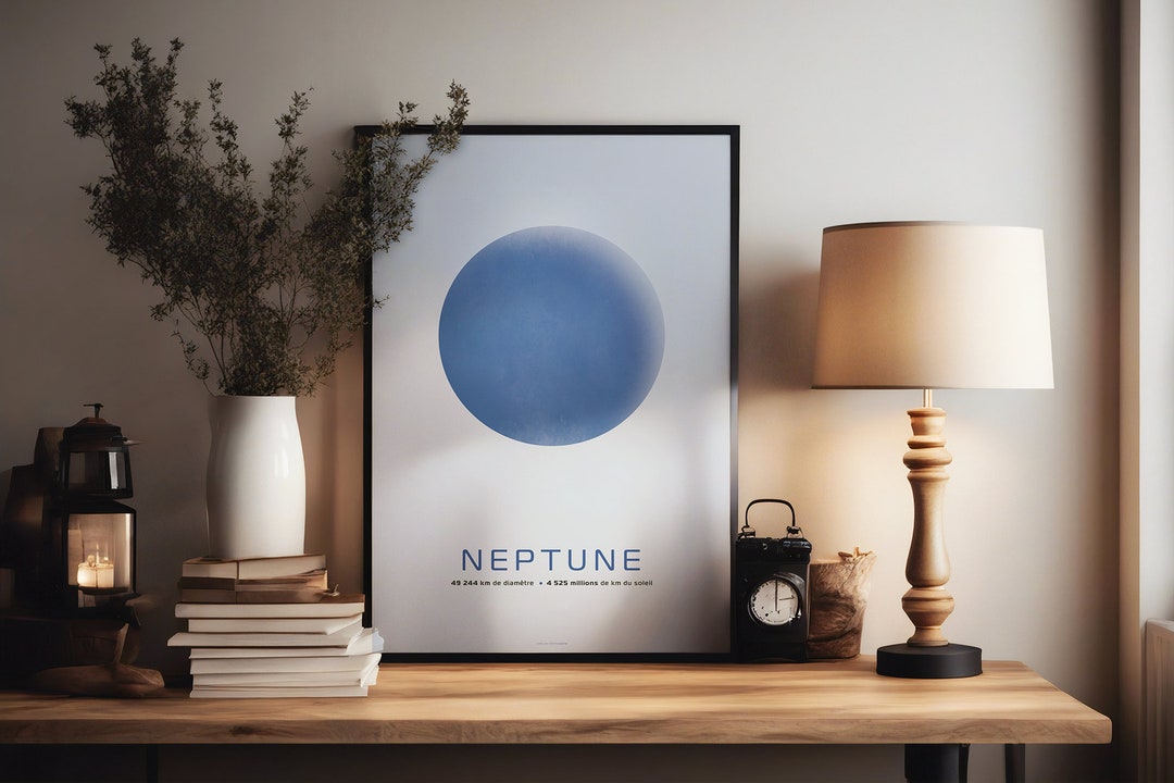 Neptune Planet Poster Abstract and Minimalist Digital - Etsy