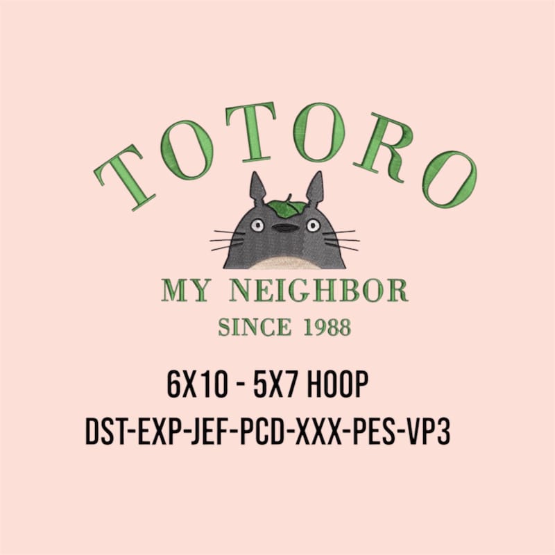 Totoro Embroidery Design - Etsy