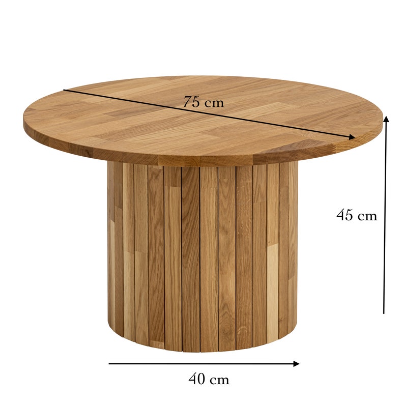 Round Wood Coffee Table, Modern Coffee Table, Solid Oak Coffee Table, Solid Oak Wood Coffee ...