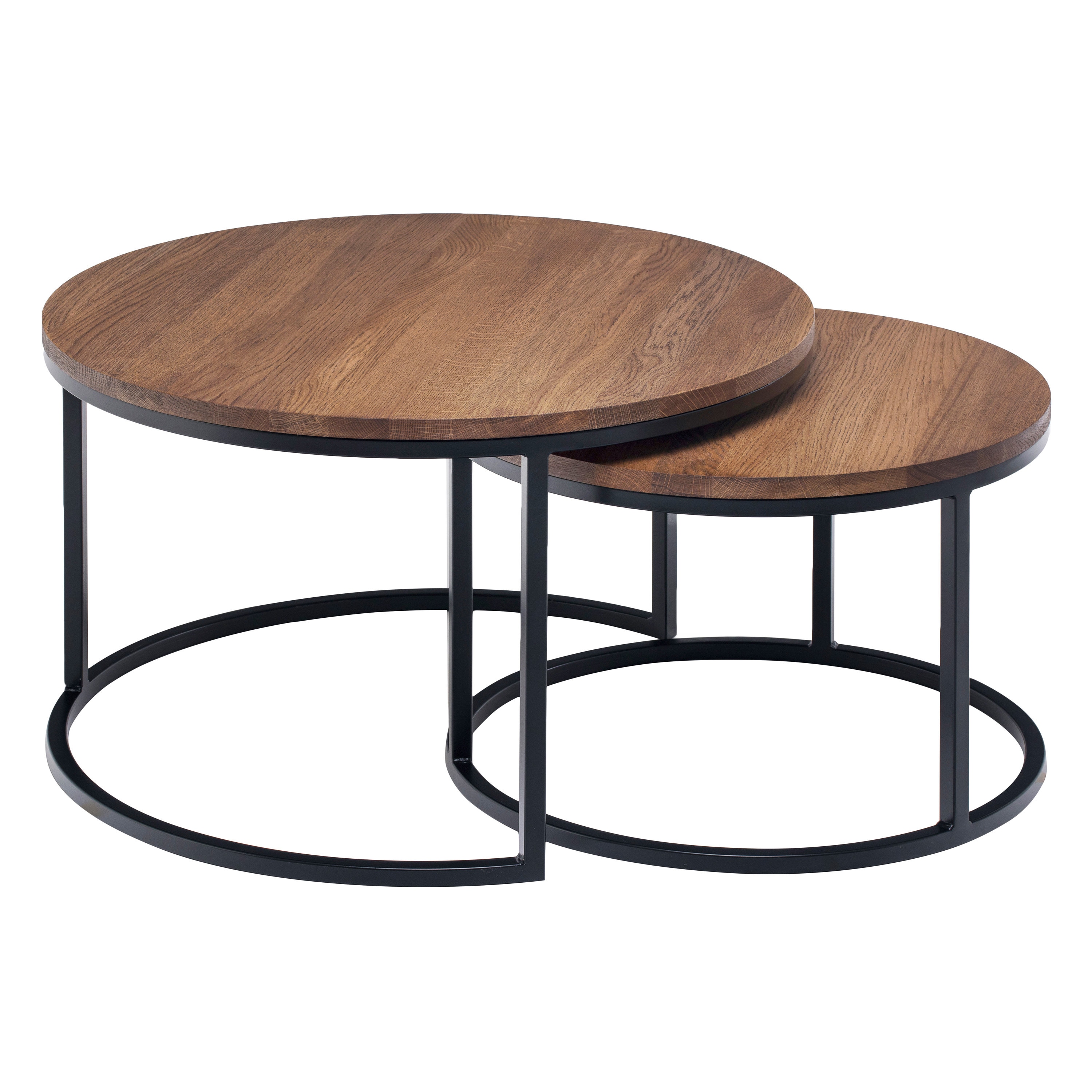 Round Nesting Coffee Table, Round Wood Coffee Table Set, Modern Coffee ...