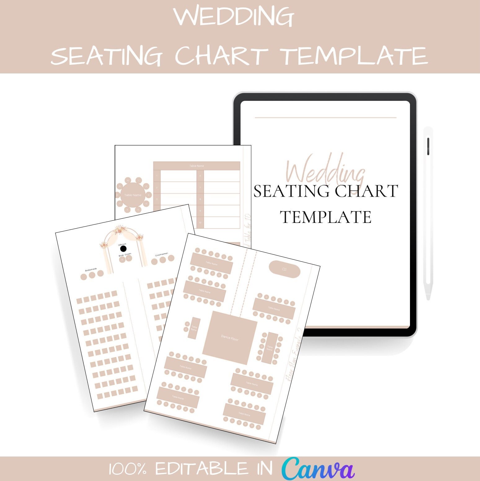 Printable Seating Plan, Editable Wedding Seating Chart Planner, Seating ...