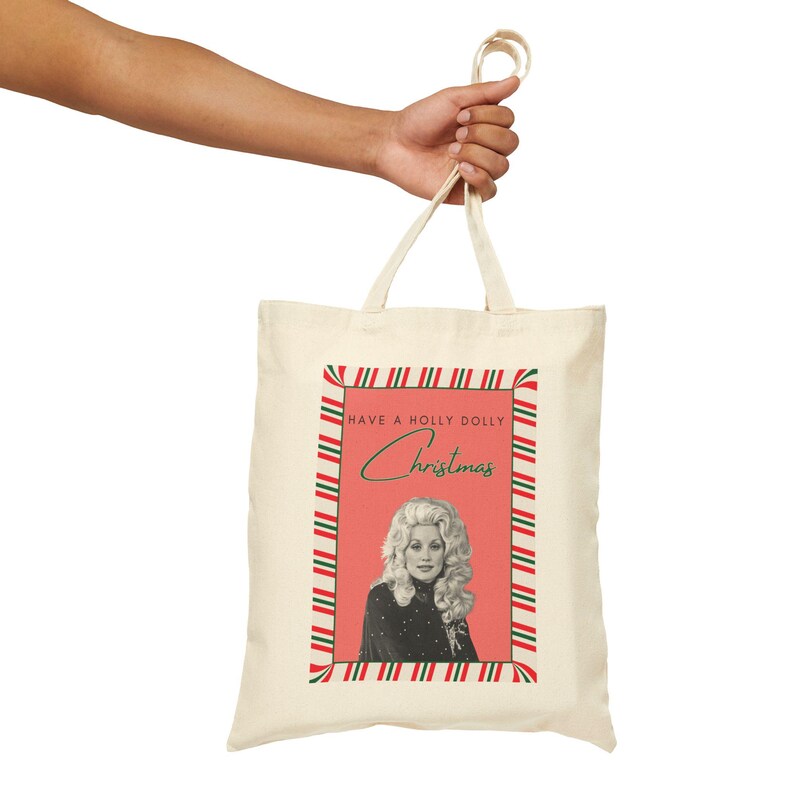 Holly Dolly Christmas Cotton Canvas Tote Bag, Music Lover Gift - Etsy