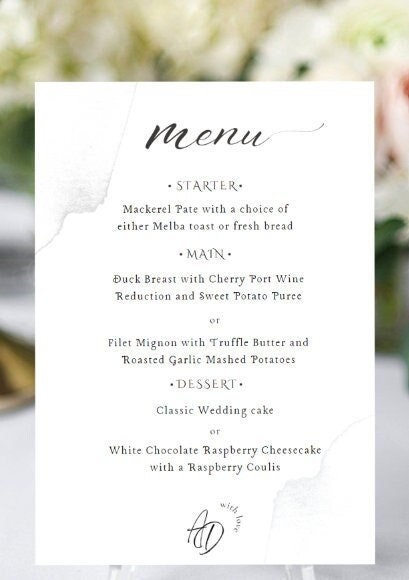 Wedding Menu Template, Printable Menu Card A4, Digital Access, Edit ...