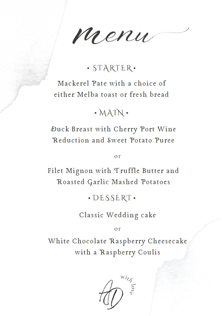 Wedding Menu Template, Printable Menu Card A4, Digital Access, Edit ...