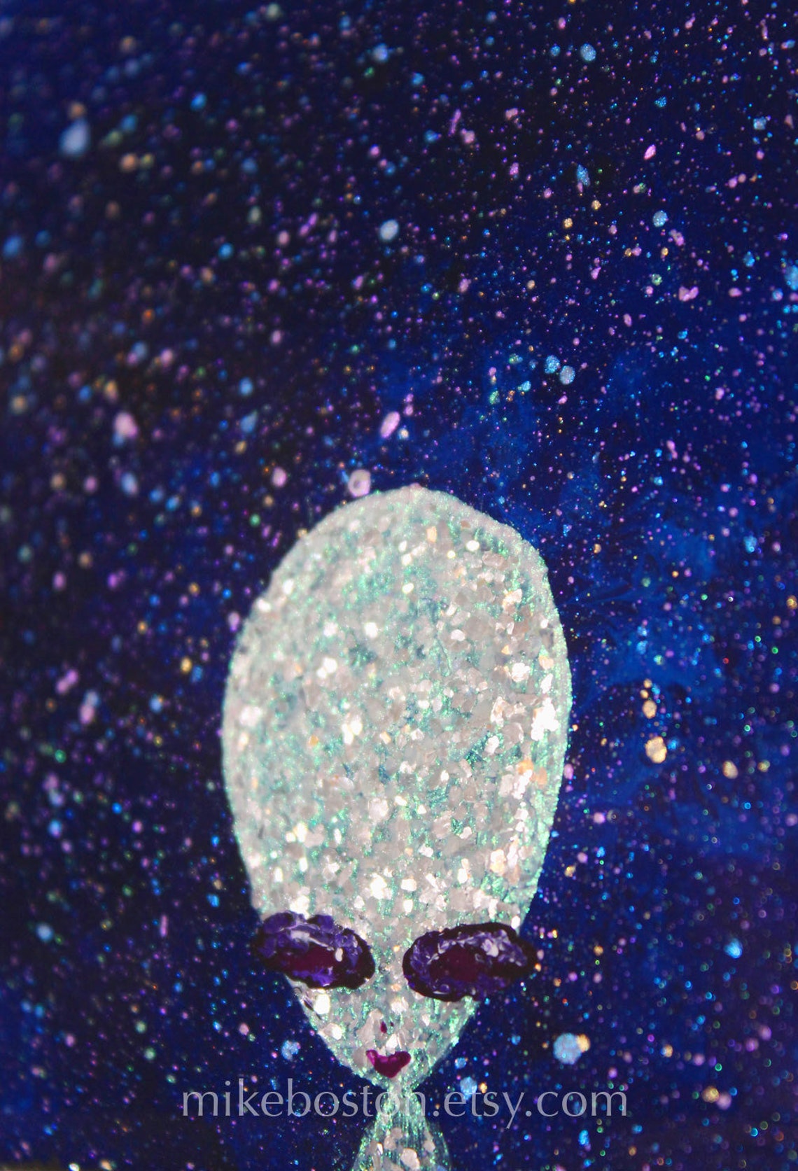 ALIEN Sparkle Head Splatter Space 6x6 Painting - Etsy