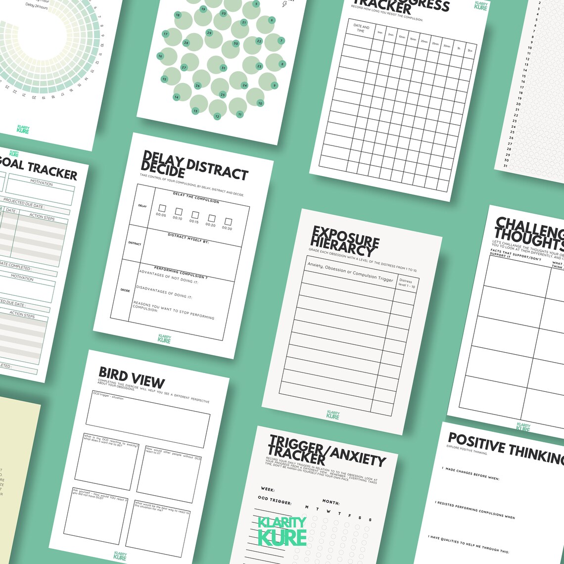 OCD Worksheet Bundle: Tools for Managing Obsessive-compulsive Disorder ...