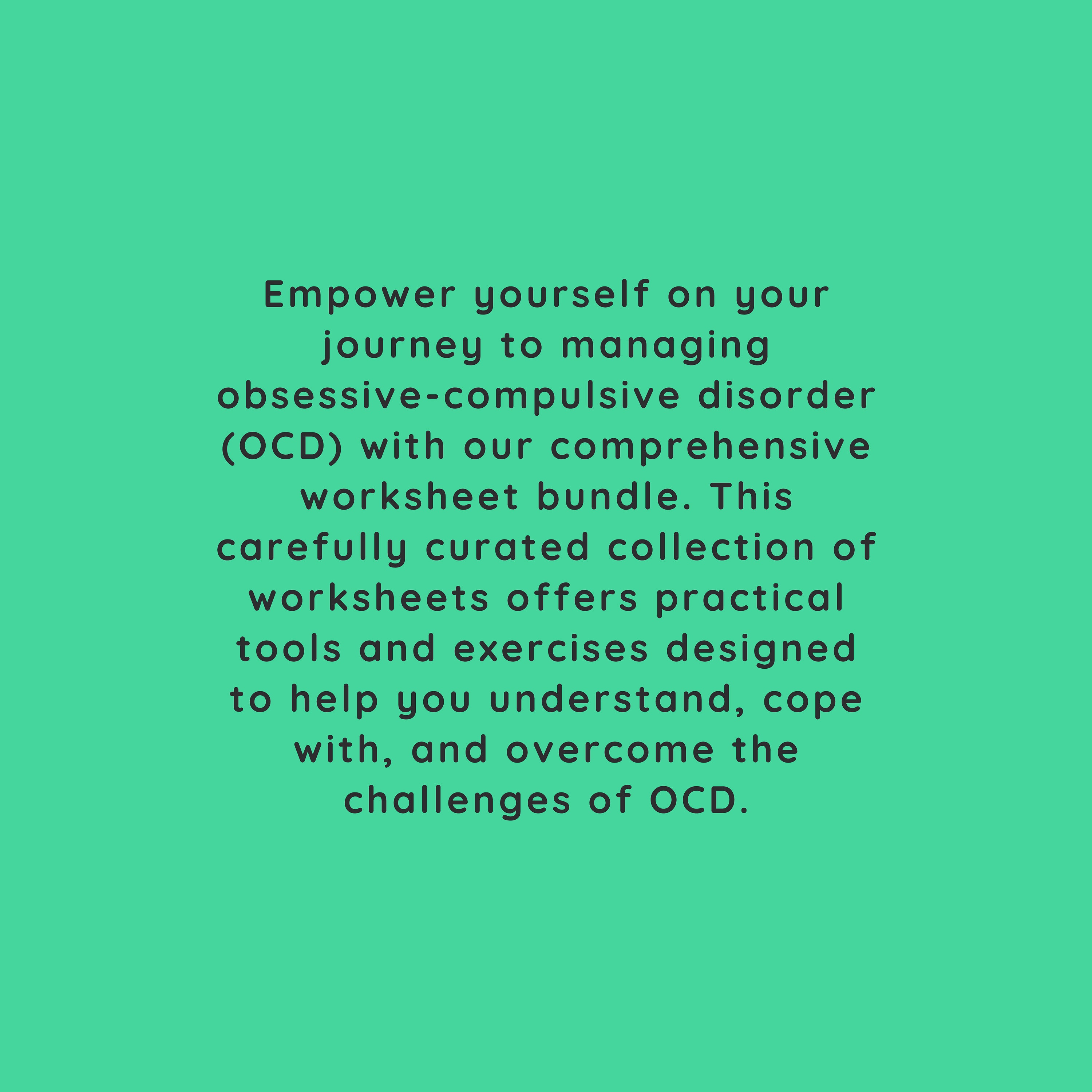 OCD Worksheet Bundle: Tools for Managing Obsessive-compulsive Disorder ...