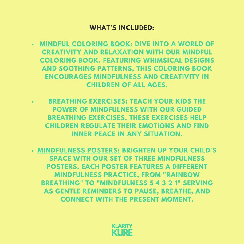 Mindful Kids Digital Bundle: Coloring Book - Breathing Exercises ...