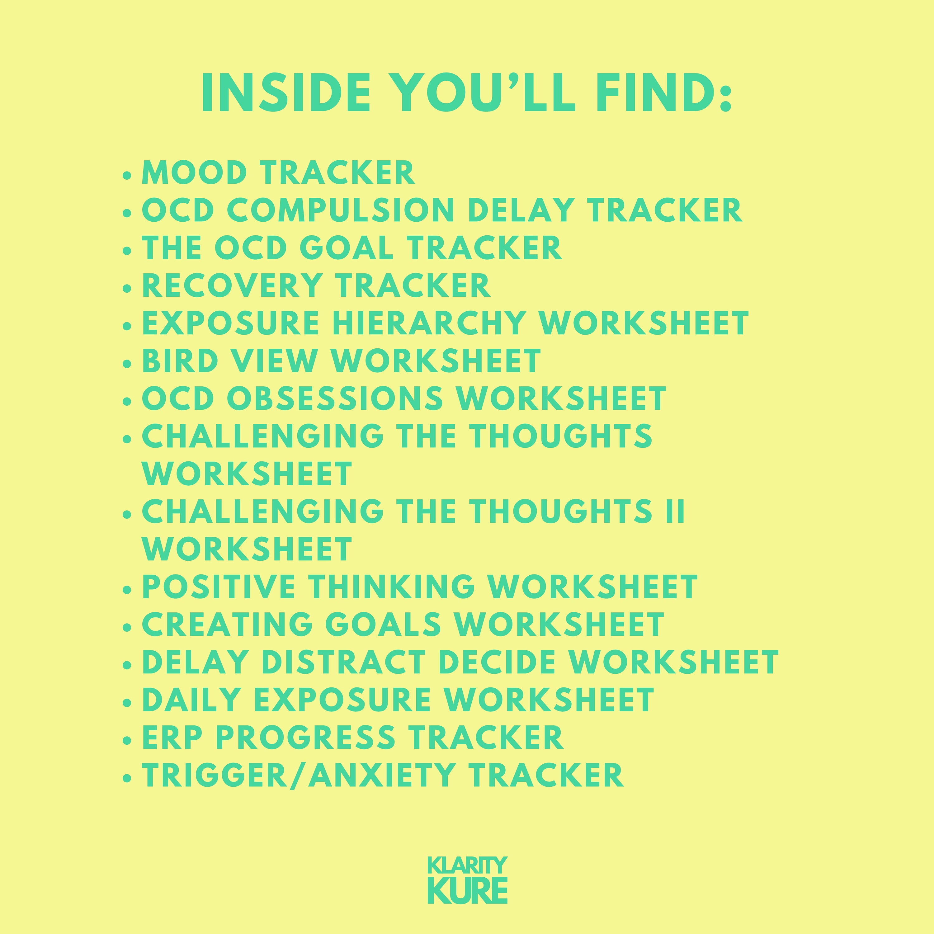 OCD Worksheet Bundle: Tools for Managing Obsessive-compulsive Disorder ...