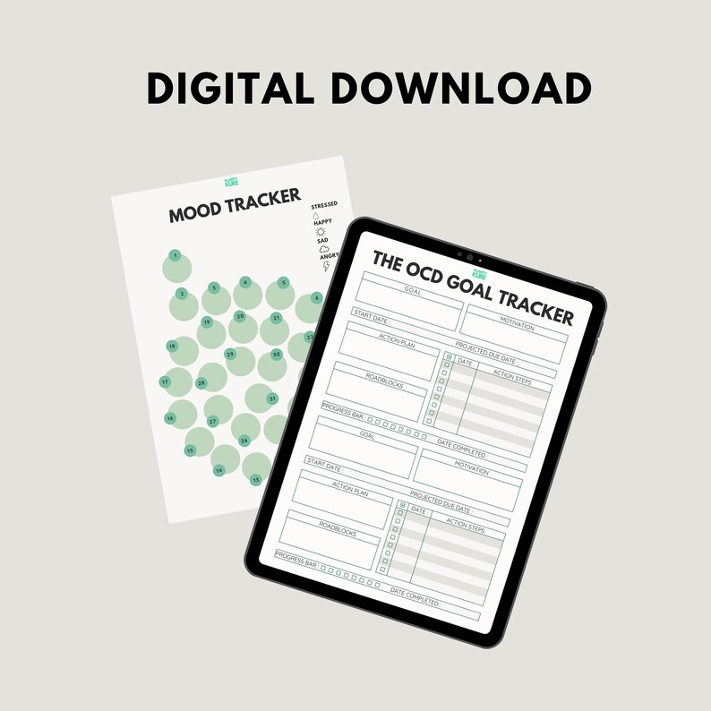 OCD Goal & Mood Tracker - Printable PDF for Wellness With Obsessive ...