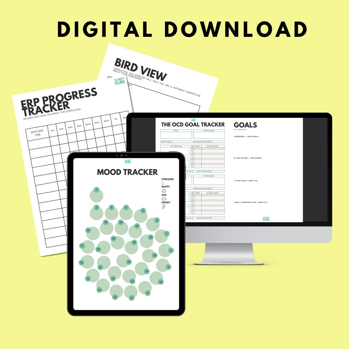 OCD Worksheet Bundle: Tools for Managing Obsessive-compulsive Disorder ...