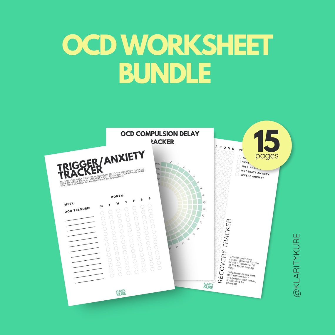 OCD Worksheet Bundle: Tools for Managing Obsessive-compulsive Disorder ...