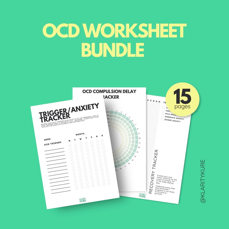 OCD Worksheet Bundle: Tools for Managing Obsessive-compulsive Disorder - OCD Management ...