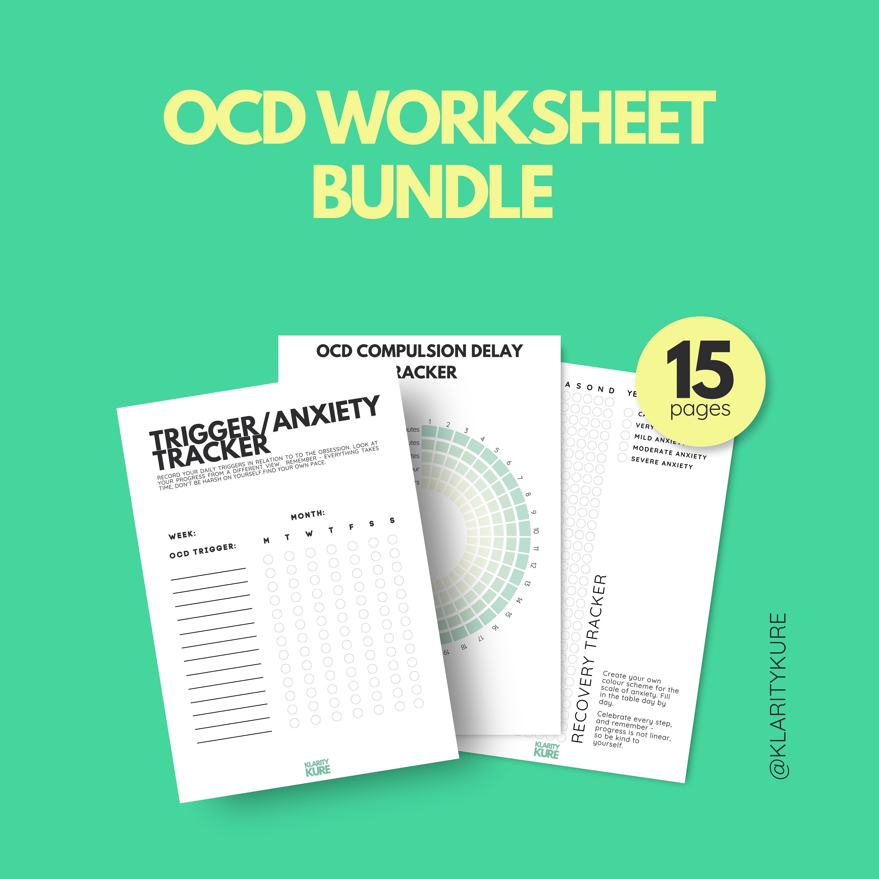 OCD Worksheet Bundle: Tools for Managing Obsessive-compulsive Disorder ...
