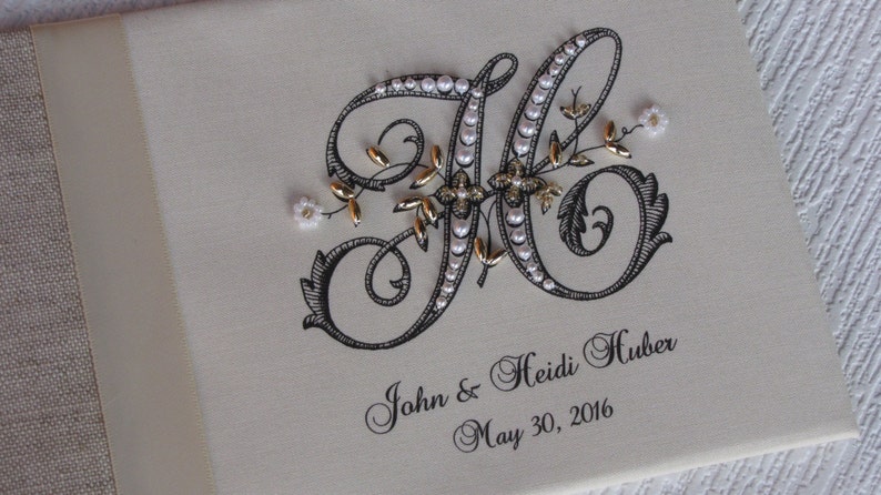 Monogram Guest Book Wedding Guest Book Guestbook Linen - Etsy