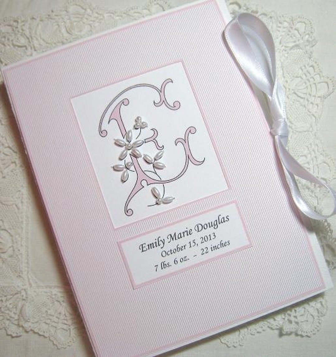 Baby Girl Personalized Monogram Photo Keepsake With Name and Birth ...