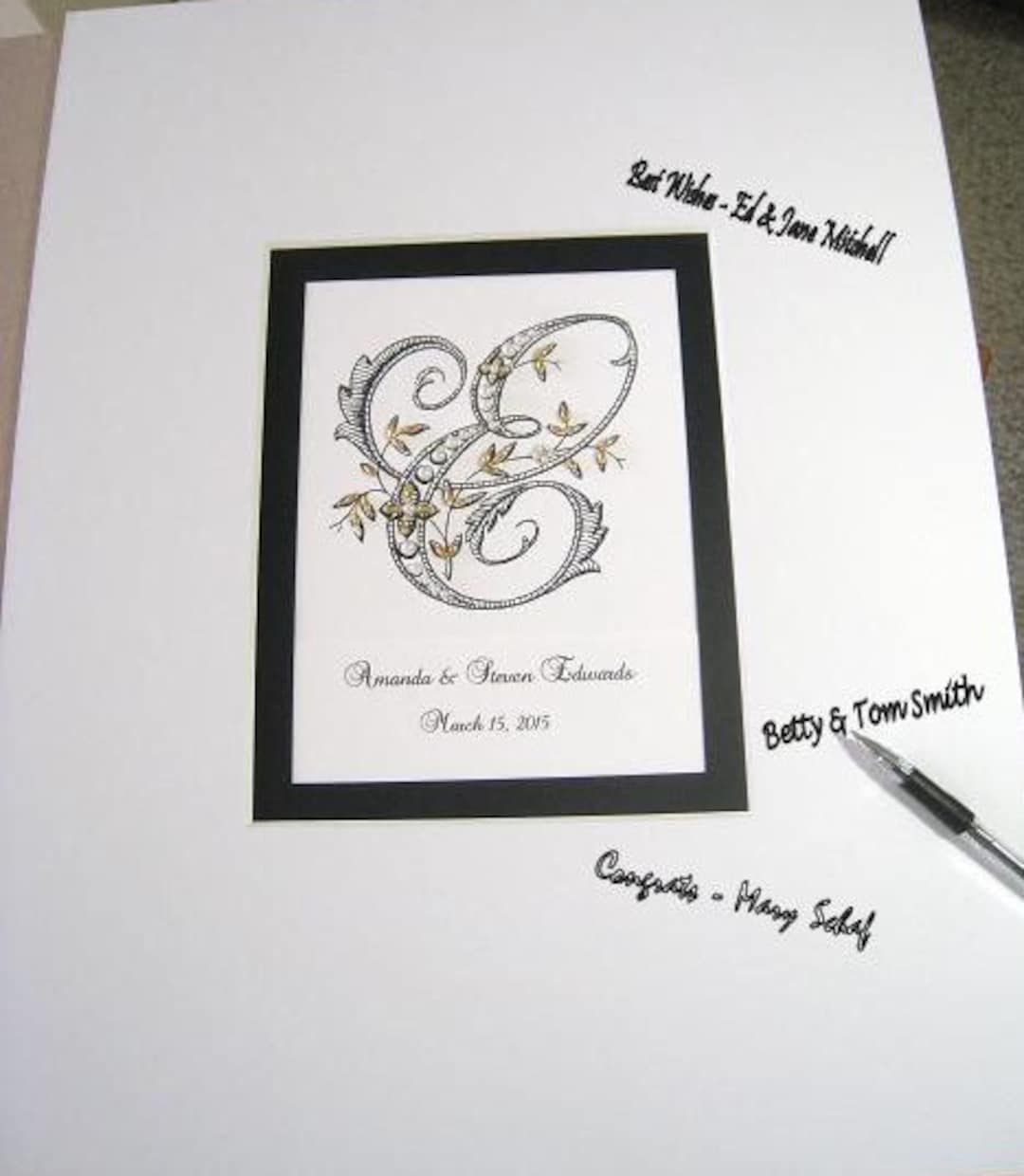 Monogram Guest Book, Wedding Guest Book Alternative, Signature Matte ...