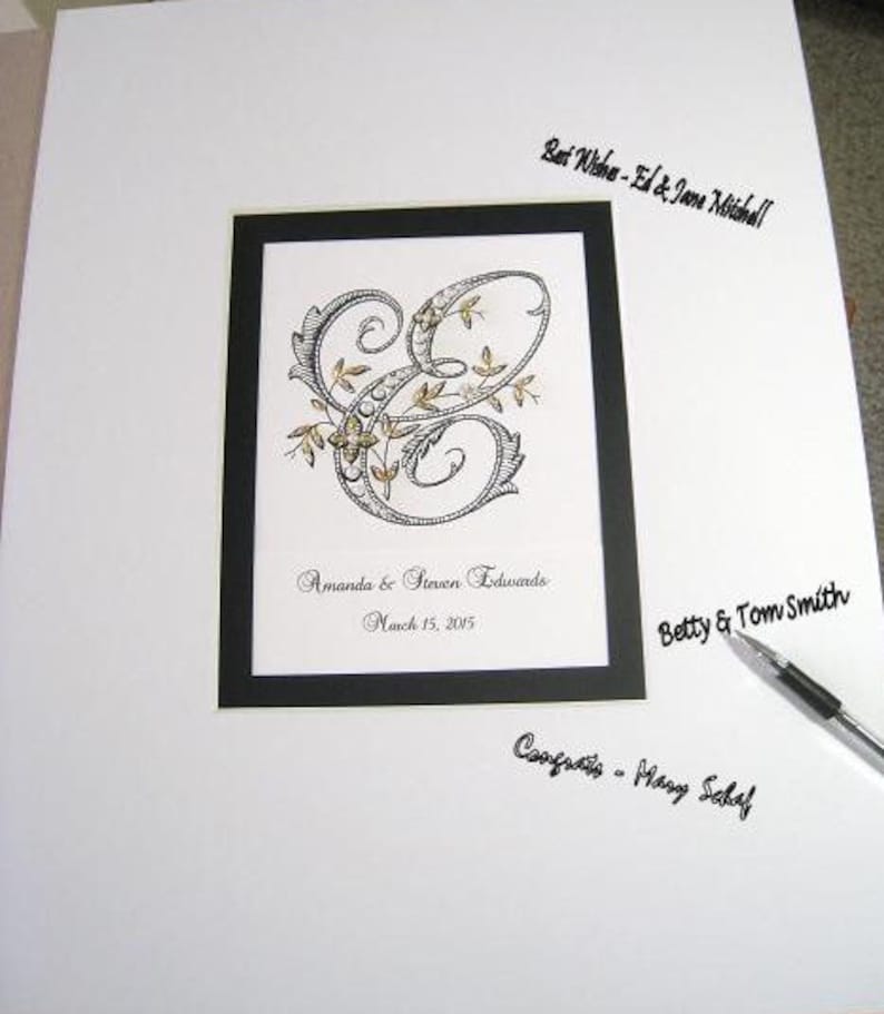 Monogram Guest Book, Wedding Guest Book Alternative, Signature Matte ...