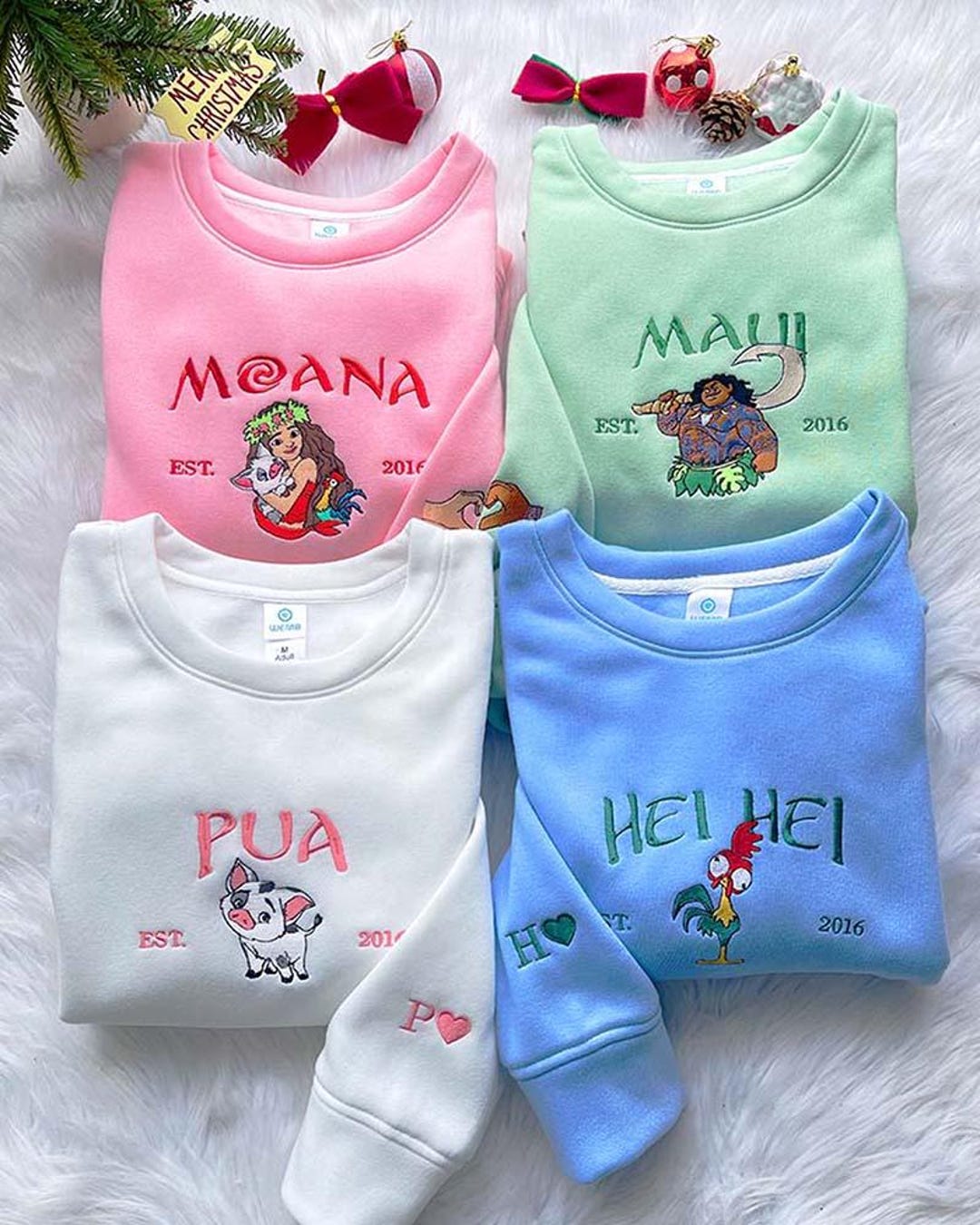 Custom Moana Embroidered Sweatshirts Featuring Hei Hei, Pua, Moana, and ...