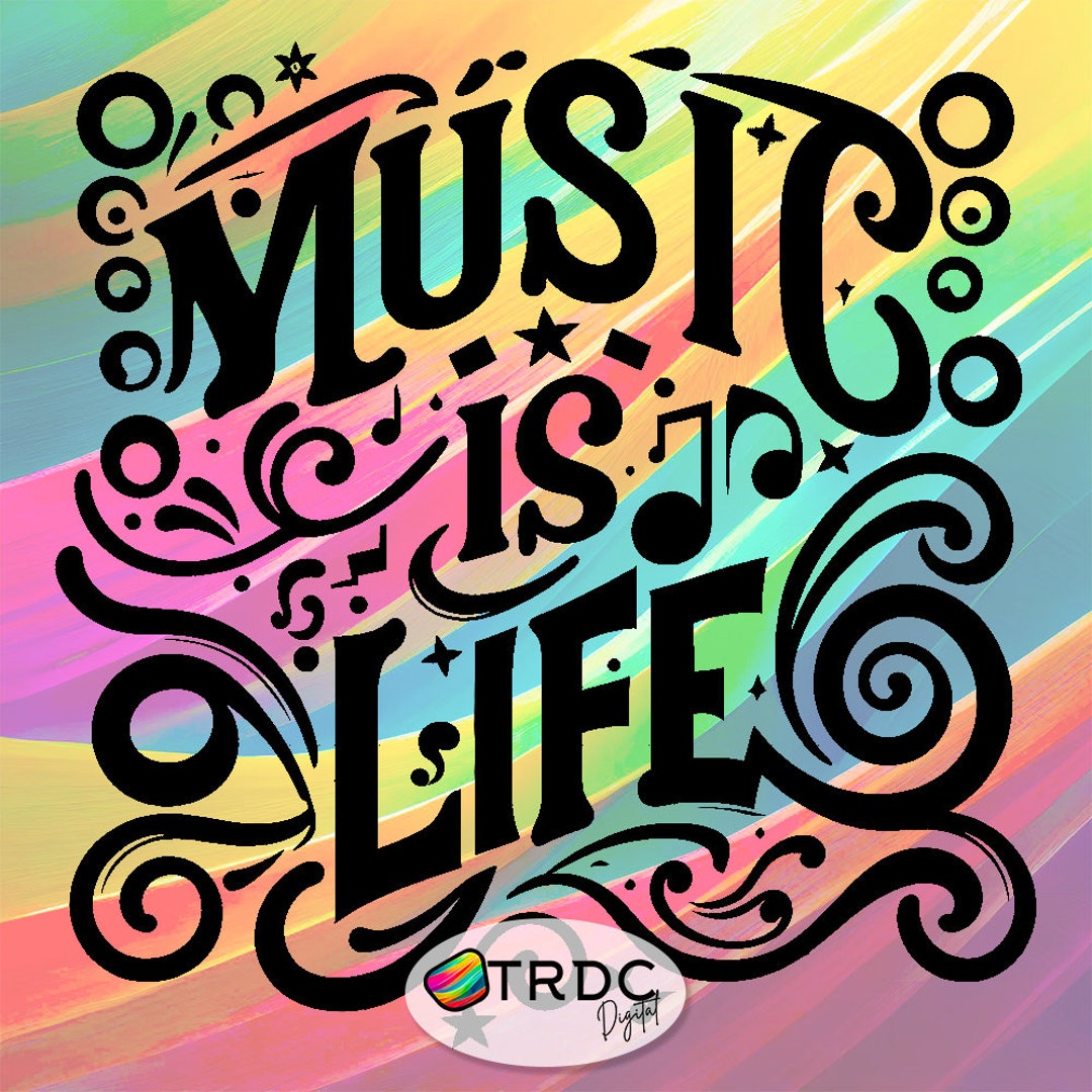 Music is Life Stylized SVG - Cricut, Silhouette Vinyl Digital Files - Etsy