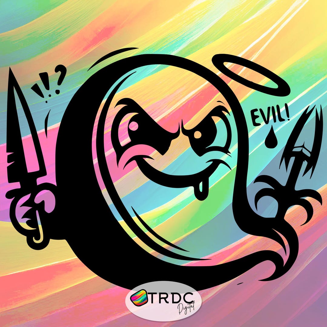 Evil Cute Ghost SVG - Cricut, Silhouette Vinyl, Digital Files ...