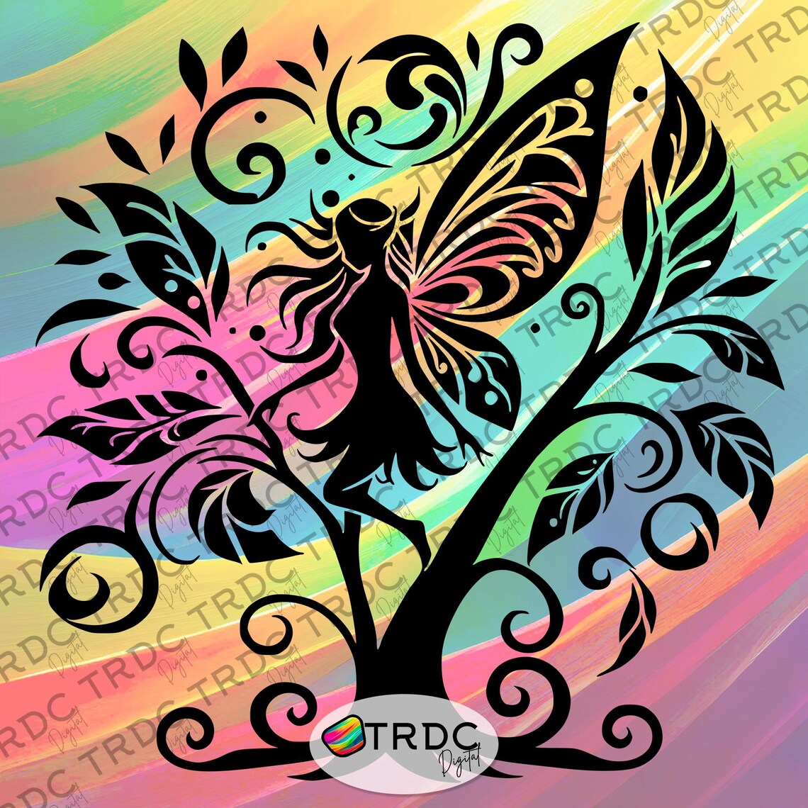 Fairy in a Tree SVG - Intricate Weeding, Cricut, Silhouette, Digital ...