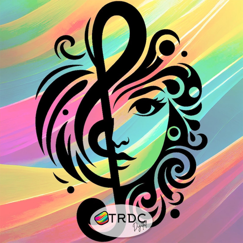 Music Face Treble Clef Girl SVG - Cricut, Silhouette Vinyl Digital ...