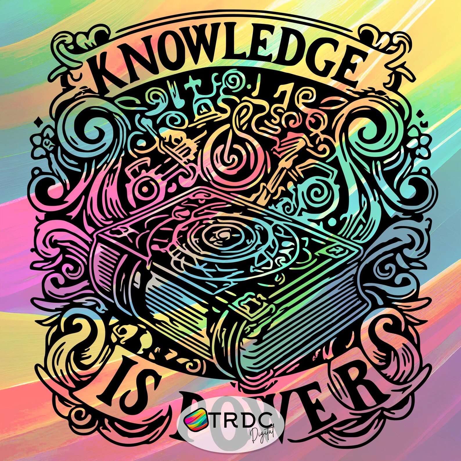 Knowledge is Power Music Inspired Book SVG - Intricate Weeding, Cricut ...