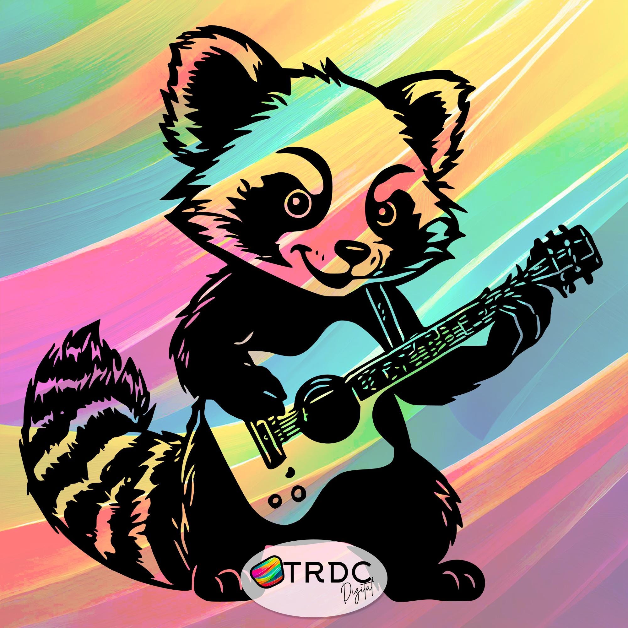 Cheeky Red Panda With Electric Guitar SVG - Intricate Weeding, Cricut ...