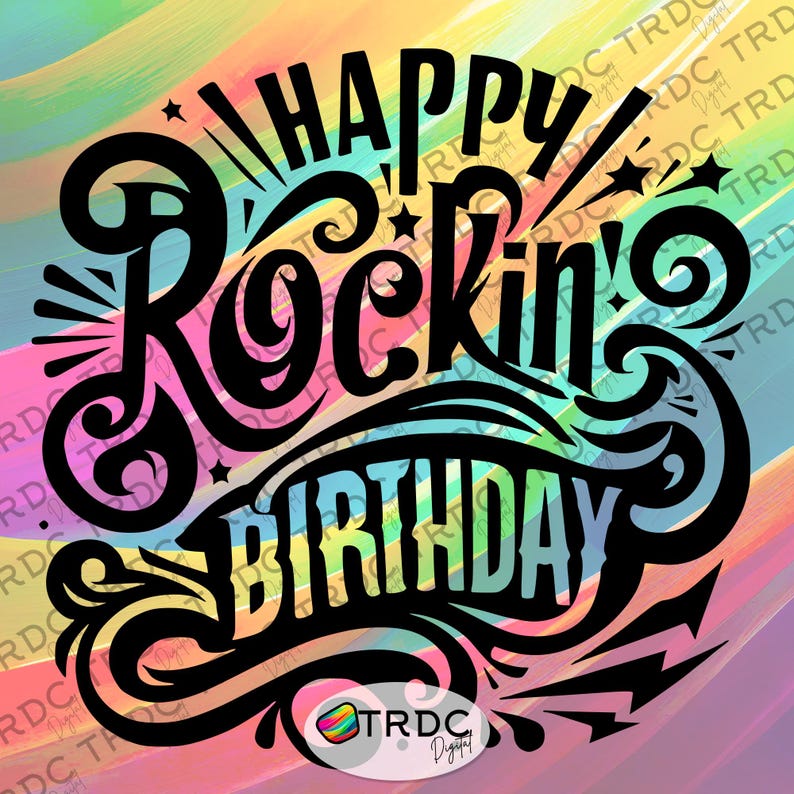 Happy Rockin' Birthday SVG - Intricate Weeding, Cricut, Silhouette ...