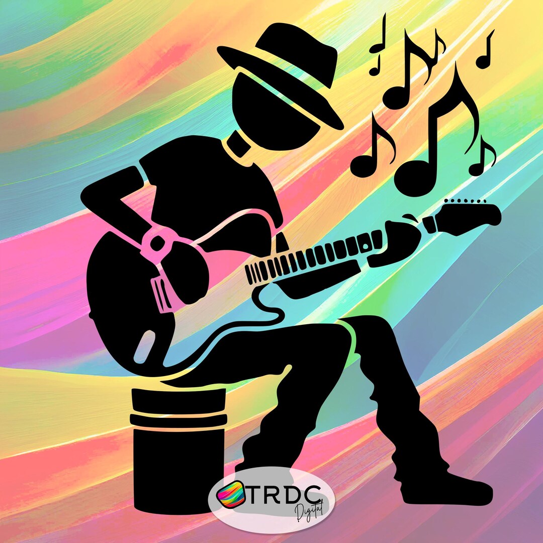 Guitarist Stick Figure Playing Guitar SVG - Cricut, Silhouette Vinyl ...