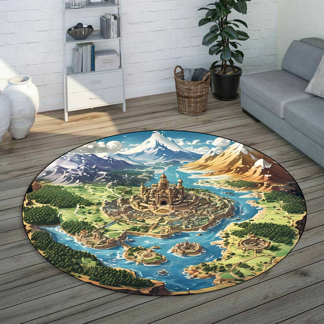 Woodland Round Rug, Pooh Floor Carpet, Forest Non Slip Circle Rugs ...