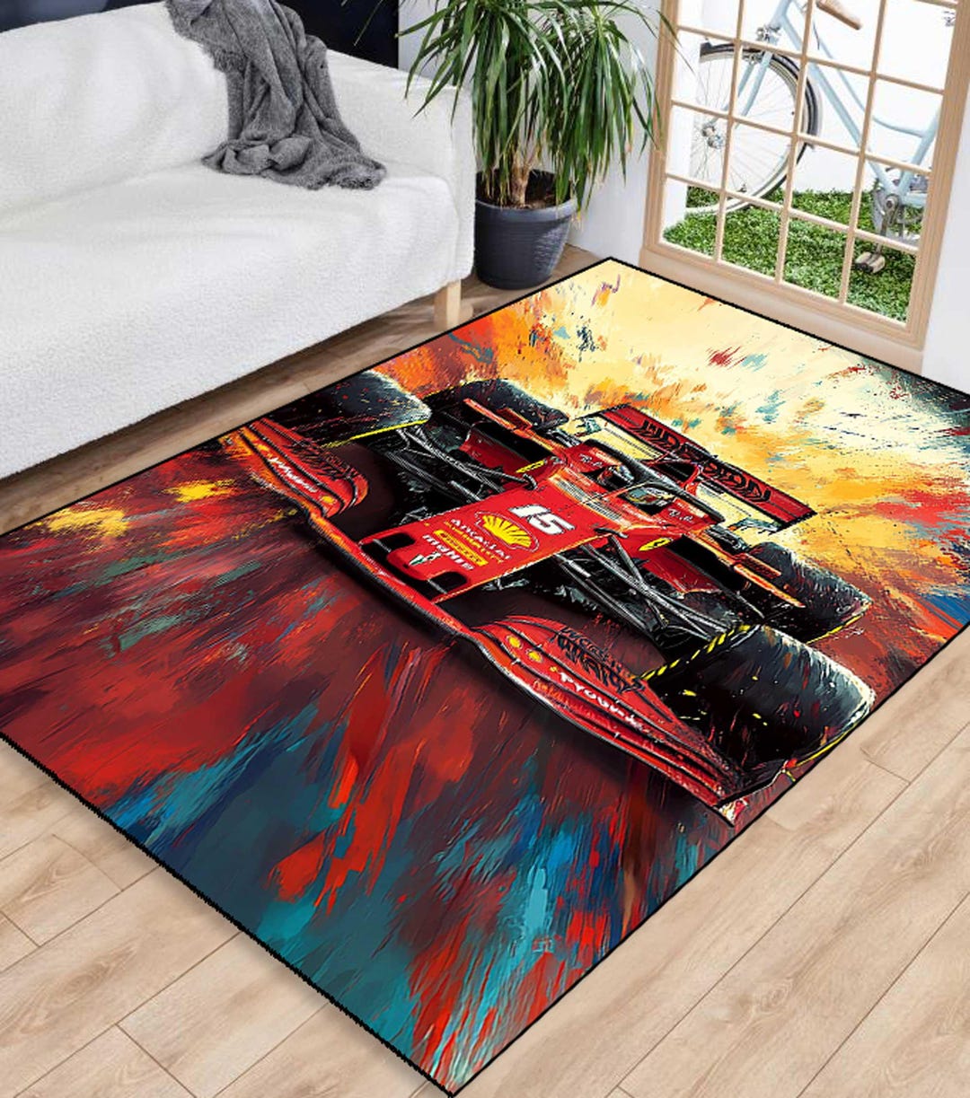 Charles Leclerc Rug, Formula One Pit Rugs, Boy Room Rug, Garage Rug ...