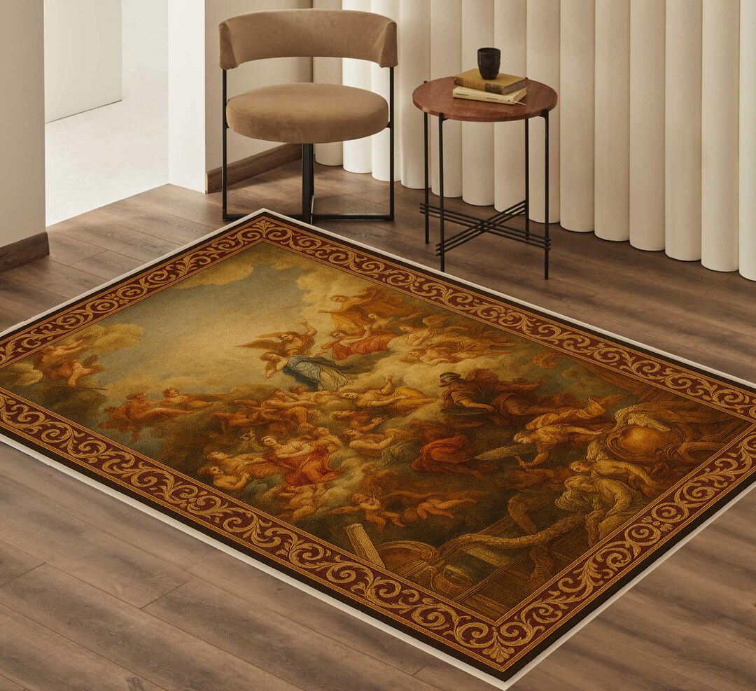 Baroque Angel Tapestry Rug: Celestial Fresco Art Carpet - Etsy