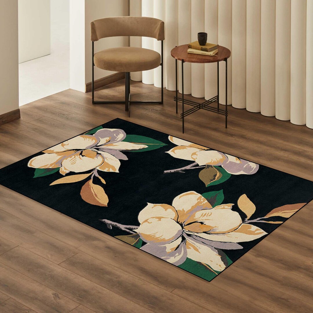 Magnolia Flower Rugs, Bedroom Rug, Car Mat Rug, White Magnolia Flower ...