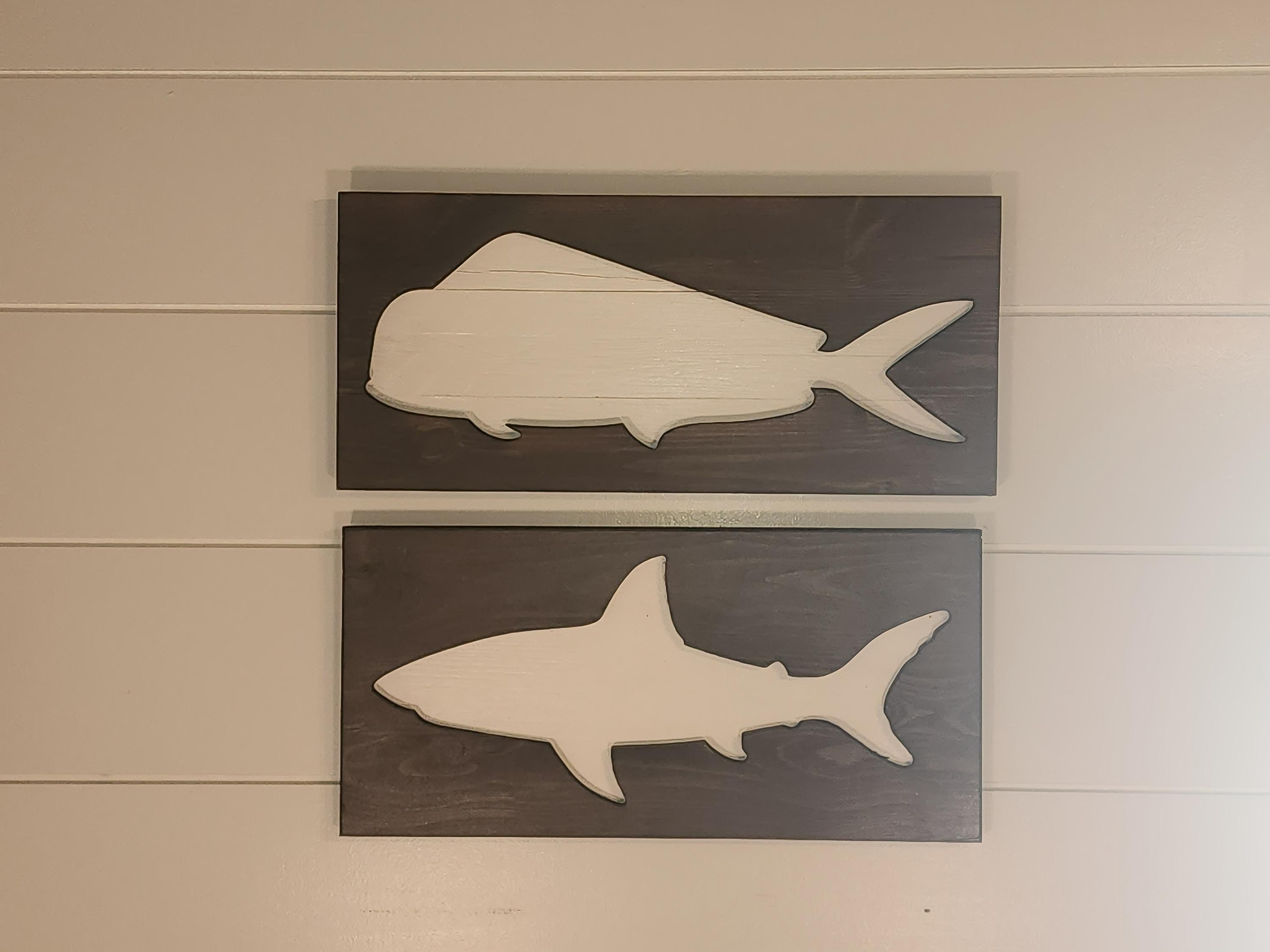 Repurposed Wood Shark Sign, Shark Silhouette, Wooden Fish Sign, Wall ...