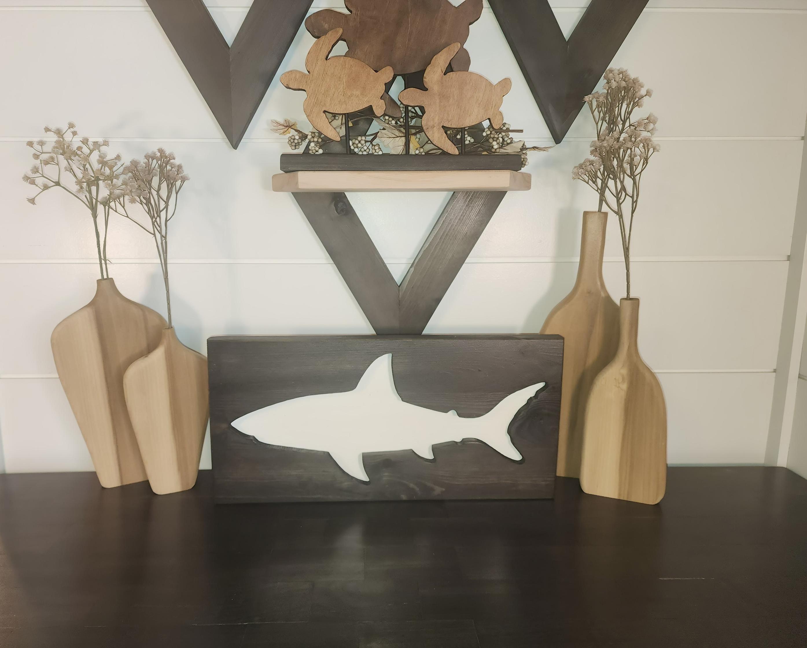 Repurposed Wood Shark Sign, Shark Silhouette, Wooden Fish Sign, Wall ...