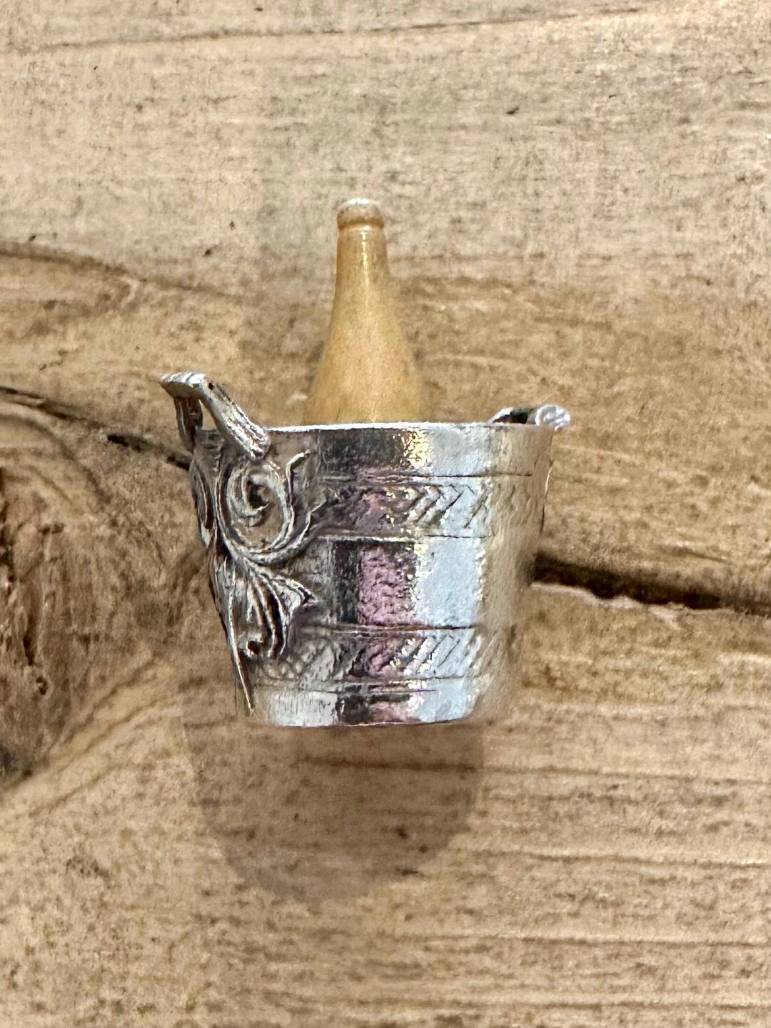 Vintage Decorative Ice Bucket and Bottle Silver Charm Pendant - Etsy