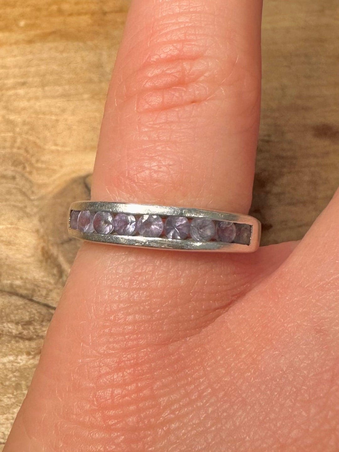 Vintage Purple Blue Stone Band 925 Silver Size M1/2 Ring - Etsy