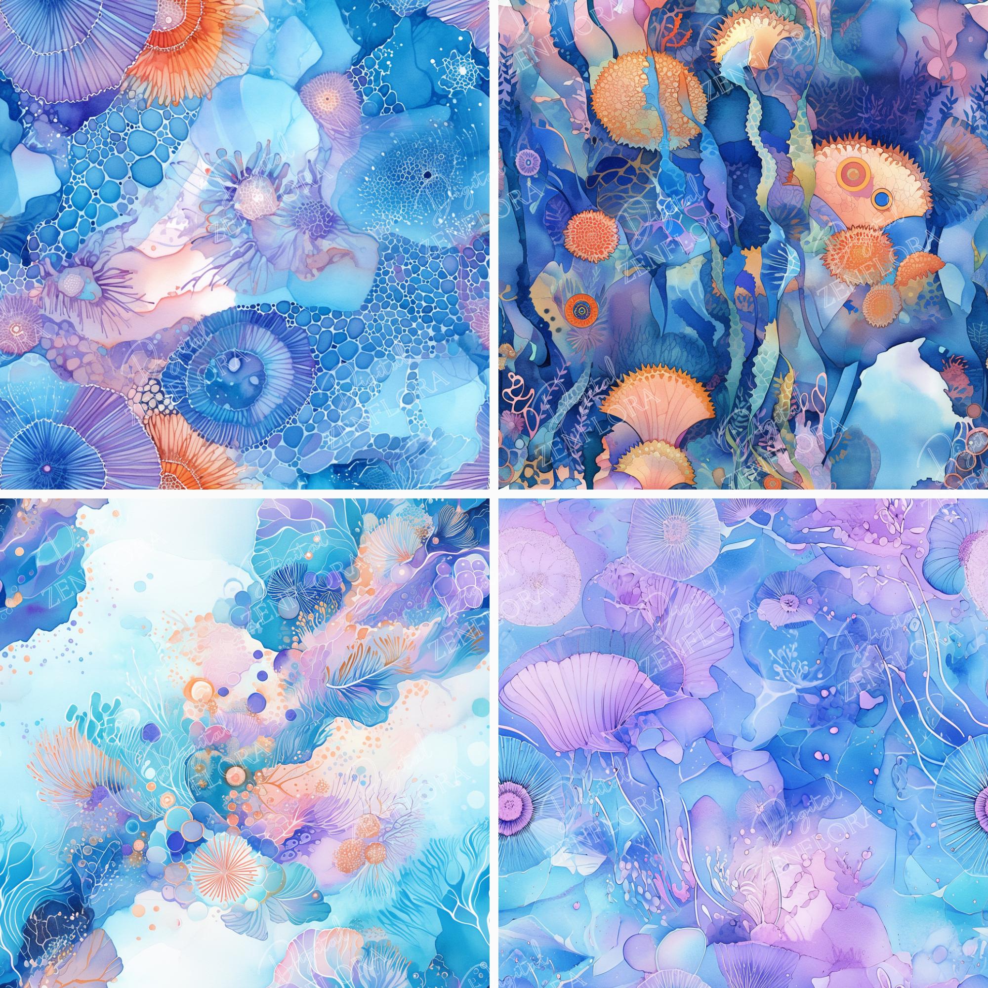 30 Sea Coral Seamless,watercolor Sea Coral Seamless Pattern Collection ...
