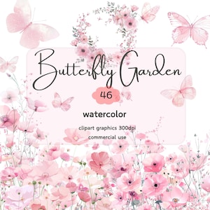 Butterfly Garden Clipart Bundle: Wildflower PNG Files (digital Download ...